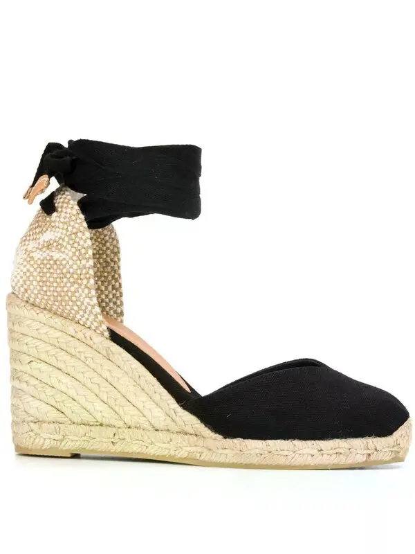 CastaÑer Lace-up Wedge Espadrilles - Black