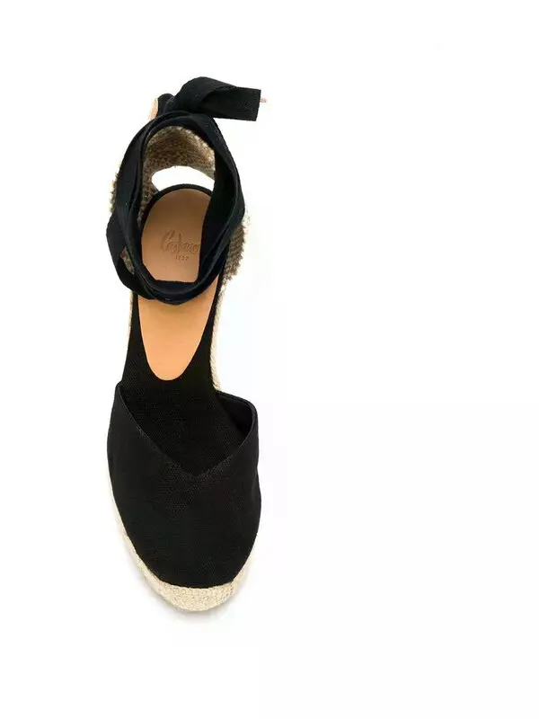 CastaÑer Lace-up Wedge Espadrilles - Black