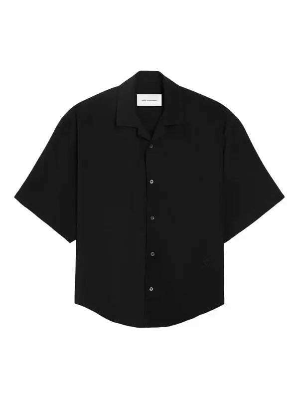 AMI Paris Short-sleeve Embroidered Shirt - Black