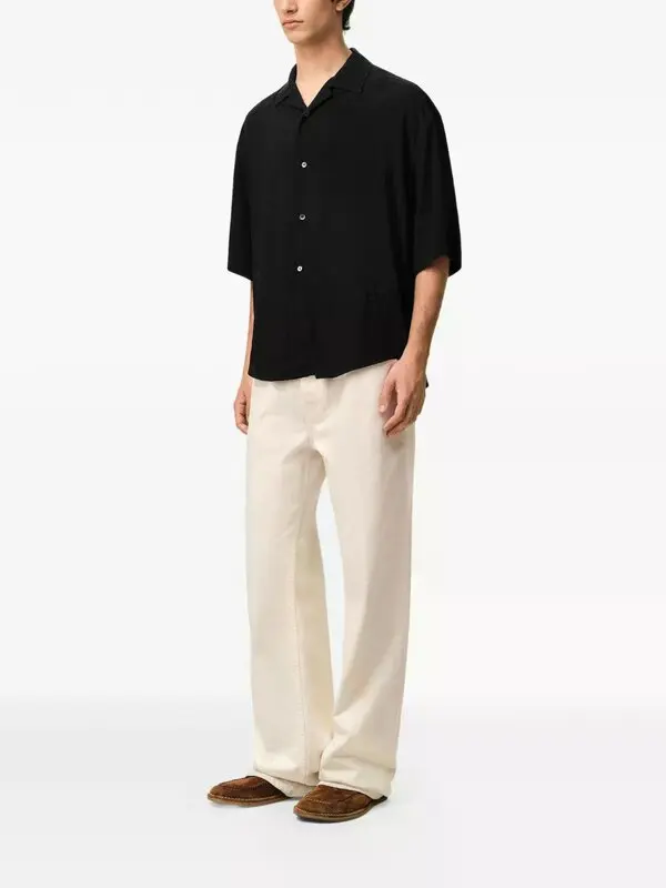 AMI Paris Short-sleeve Embroidered Shirt - Black