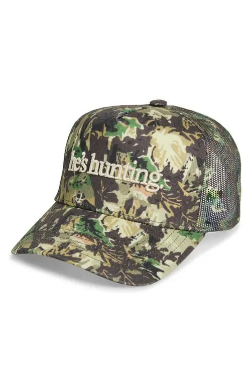 KENZKUSTOMZ He's Hunting Trucker Hat - Camo-multi