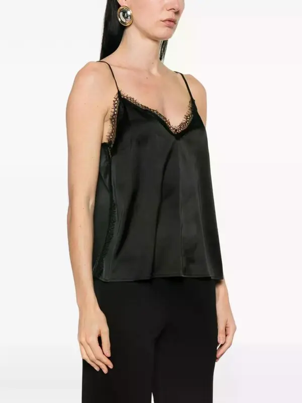 Imperial Lace-trim V-neck Top