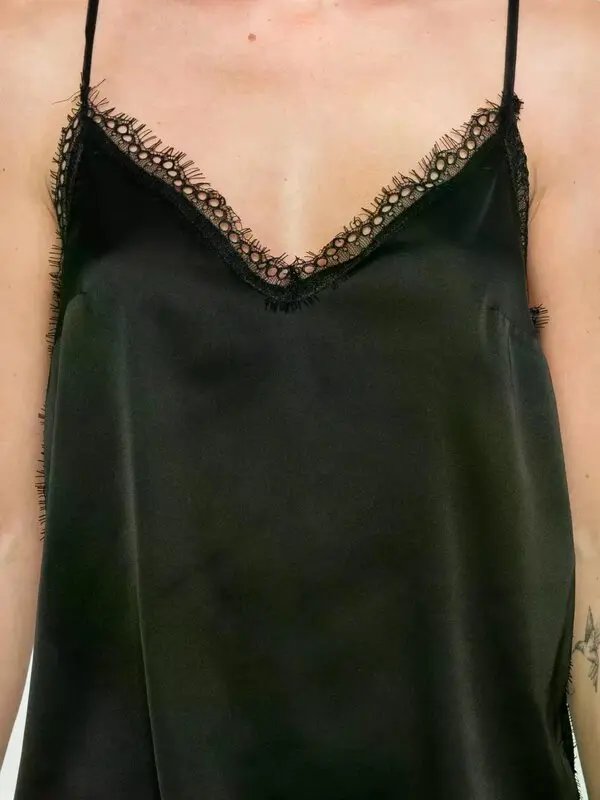 Imperial Lace-trim V-neck Top