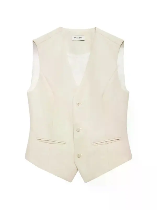 ANINE BING Mario Button Waistcoat - Neutrals