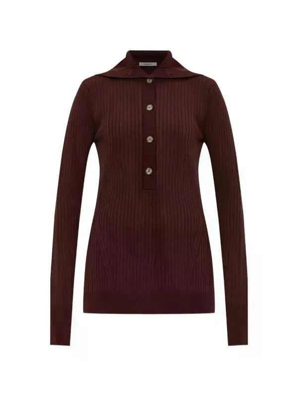 ENTIRE STUDIOS Ribbed Buttoned Polo - Brown