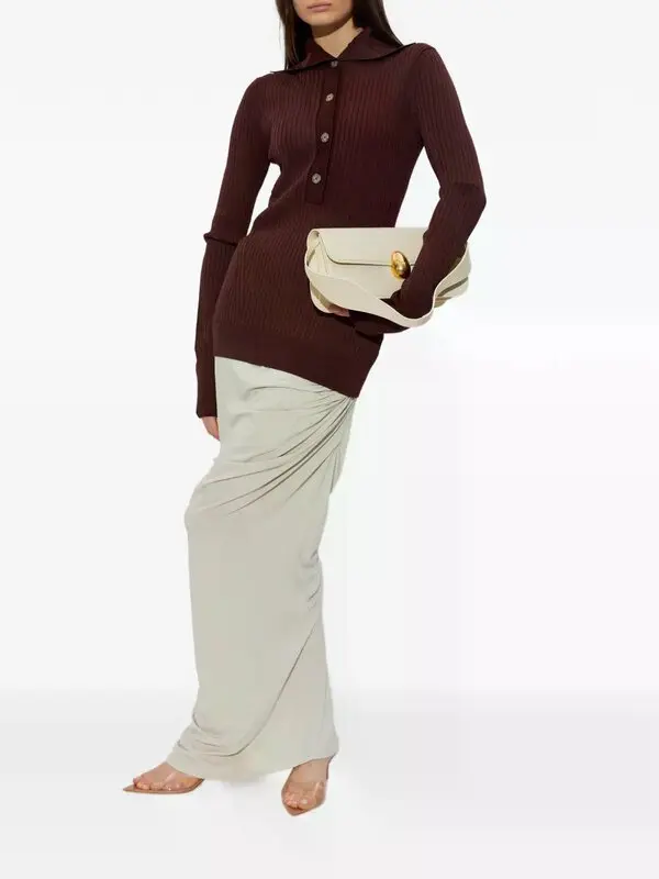 ENTIRE STUDIOS Ribbed Buttoned Polo - Brown