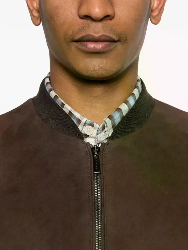 MOORER Suede Bomber Jacket - Brown