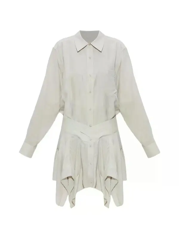 Alexander Wang Silk Shirt-style Mini Dress - Neutrals