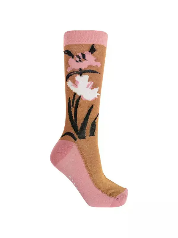 Marni Floral-intarsia Socks - Neutrals