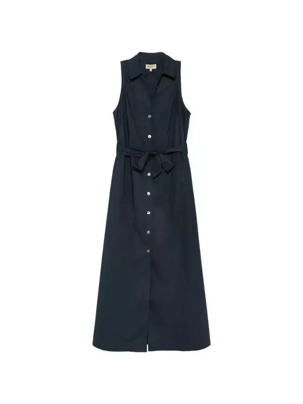 Woolrich Buttoned Belted Midi Shirt Dress - Blue