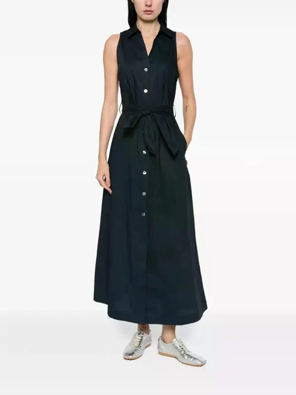 Woolrich Buttoned Belted Midi Shirt Dress - Blue