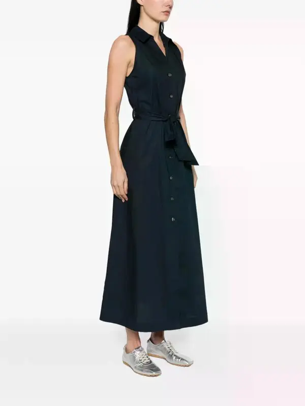 Woolrich Buttoned Belted Midi Shirt Dress - Blue