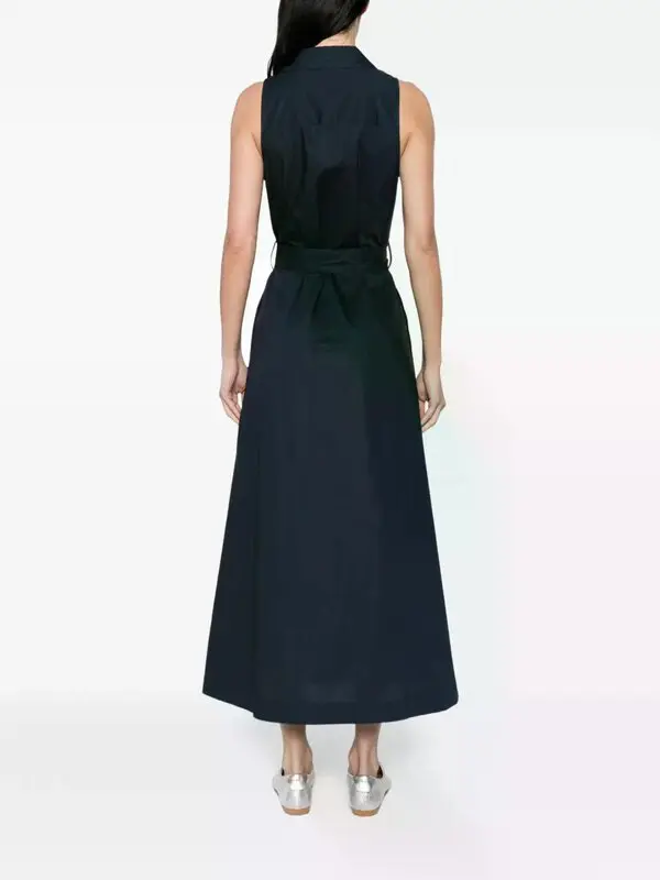 Woolrich Buttoned Belted Midi Shirt Dress - Blue