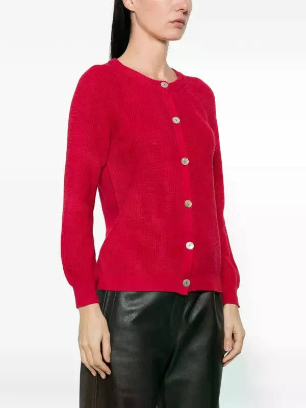 BEYOU Buttoned Knit Cardigan - Red