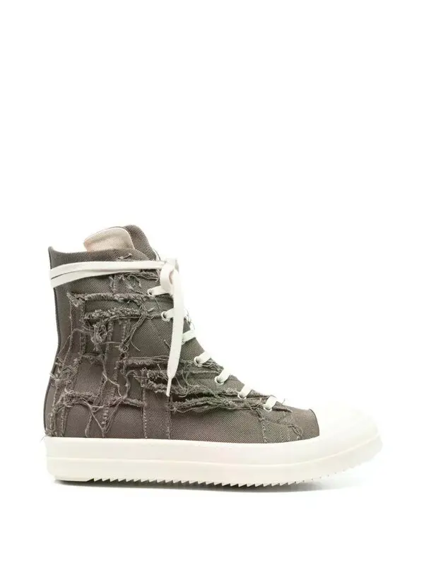 Rick Owens Distressed High-top Sneakers - Grey