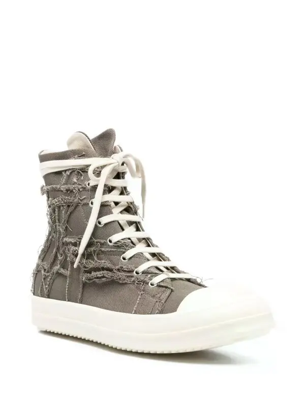 Rick Owens Distressed High-top Sneakers - Grey