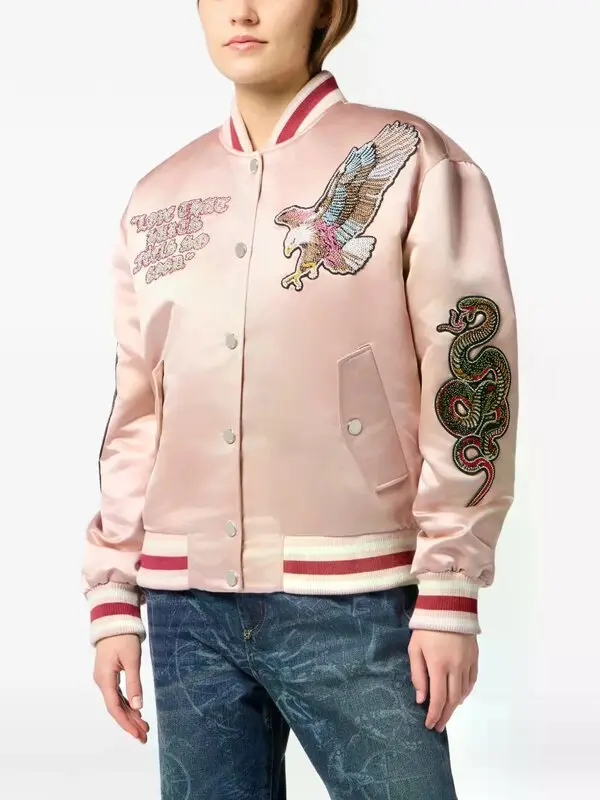 Philipp Plein Oversized Bomber Jacket With Rhinestone Embellishments