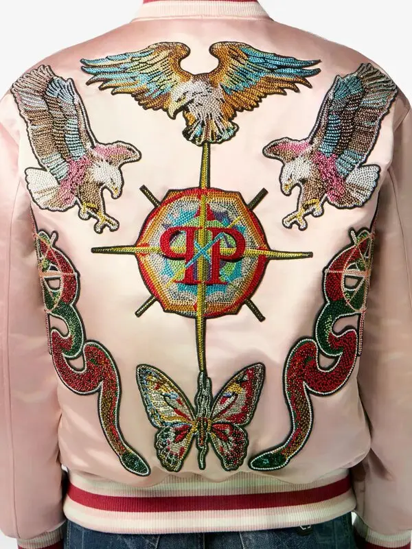 Philipp Plein Oversized Bomber Jacket With Rhinestone Embellishments