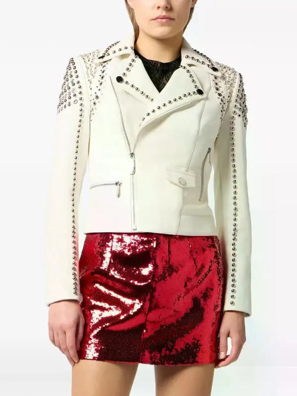 Philipp Plein Biker Lamb Leather Jacket