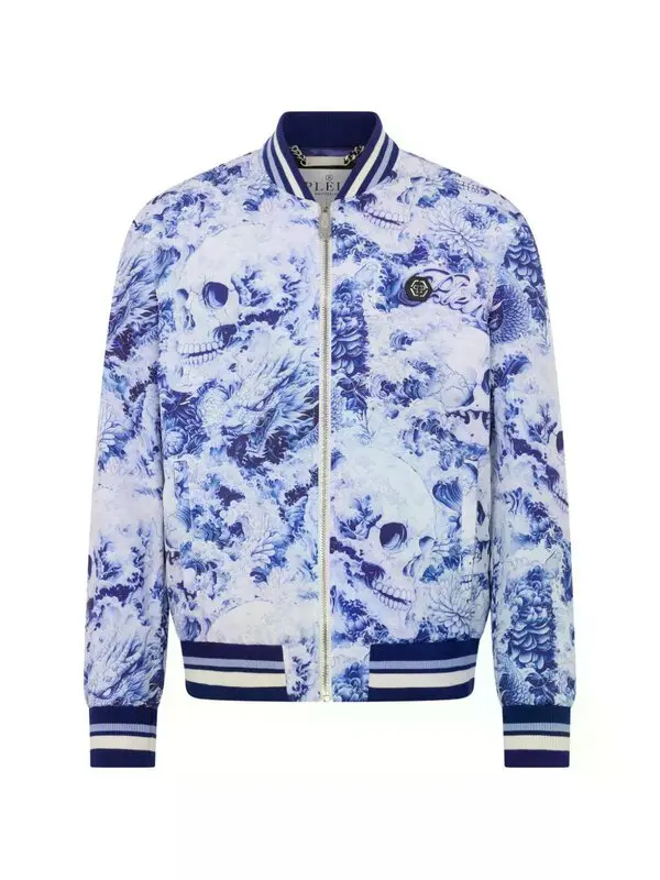 Philipp Plein Floral Skull Bomber Jacket
