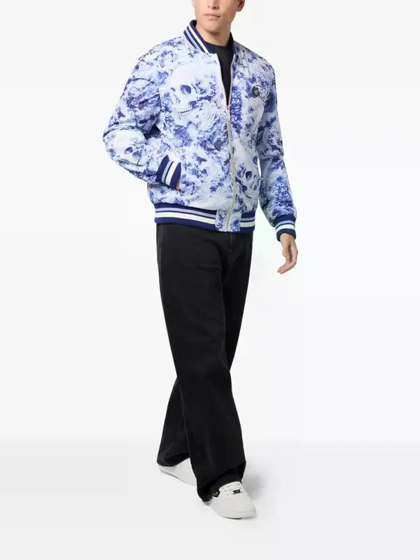 Philipp Plein Floral Skull Bomber Jacket