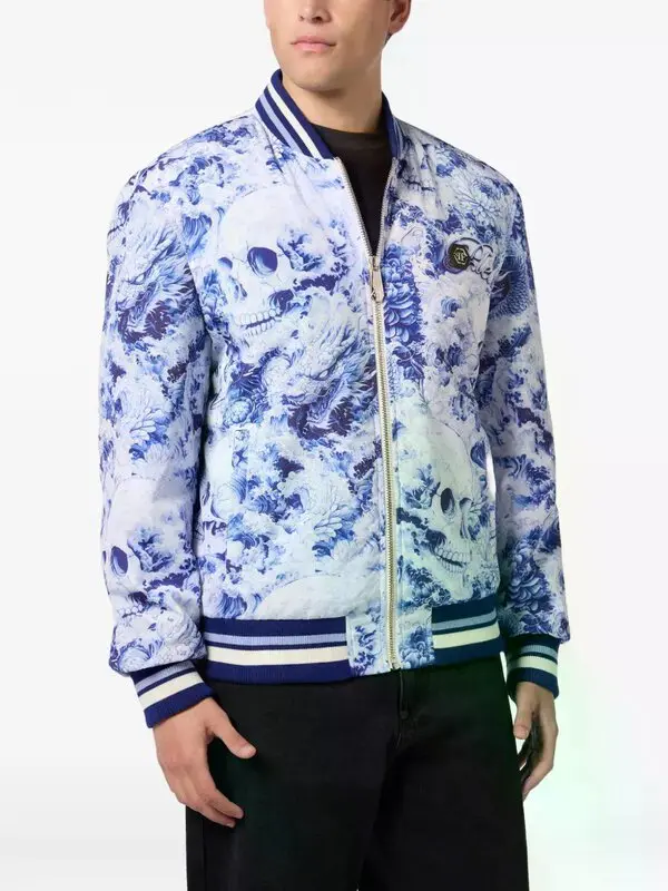 Philipp Plein Floral Skull Bomber Jacket