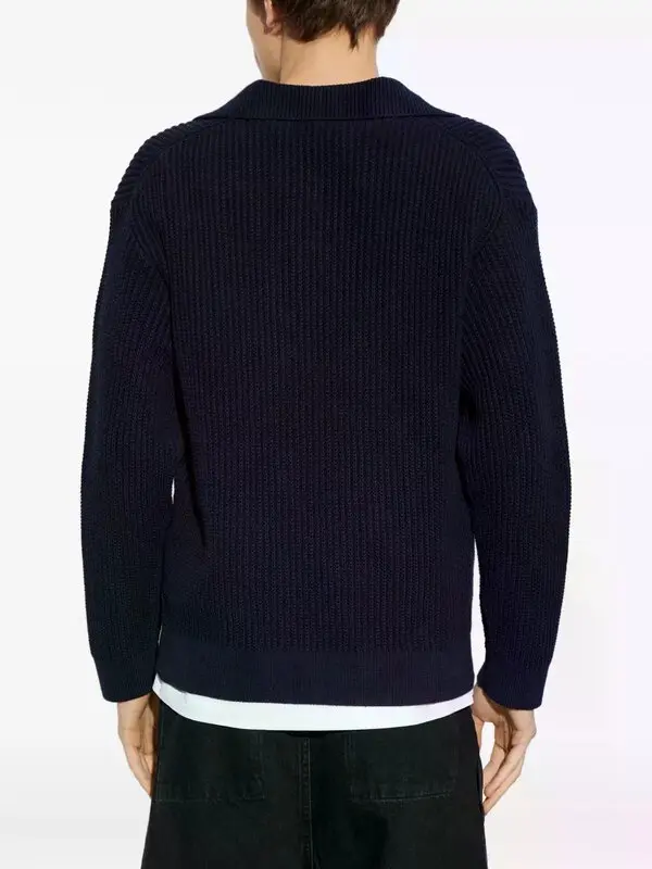Maison Kitsuné Logo-embroidered V-neck Sweater - Blue