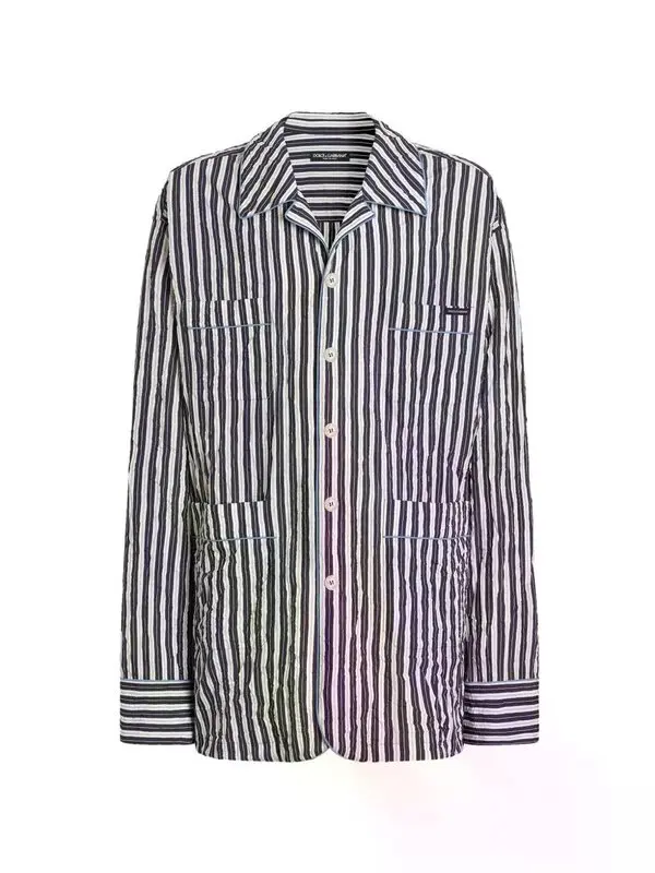 Dolce & Gabbana Crinkled Striped Vanity Shirt - Blue