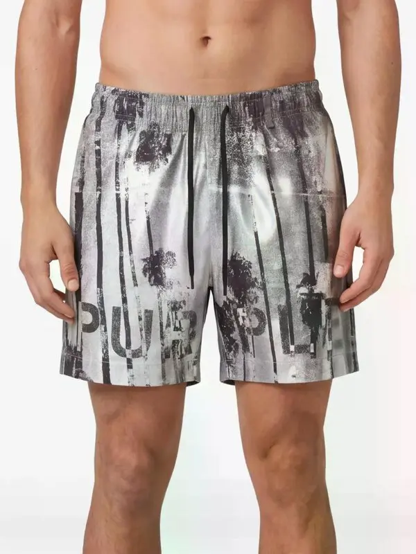 PURPLE BRAND Graphic-print Swim Shorts - Silver
