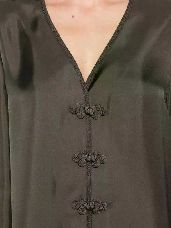 RÓHE Silk Blouse With Pankou Closure - Brown