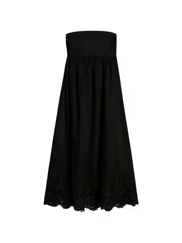 Max Mara Strapless Maxi Dress With Lace Detailing - Black