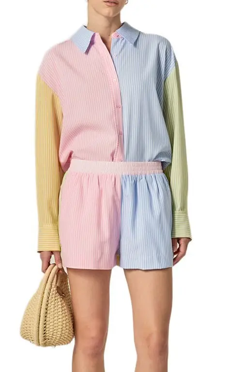 English Factory Colorblock Striped Oversized Button-up Shirt