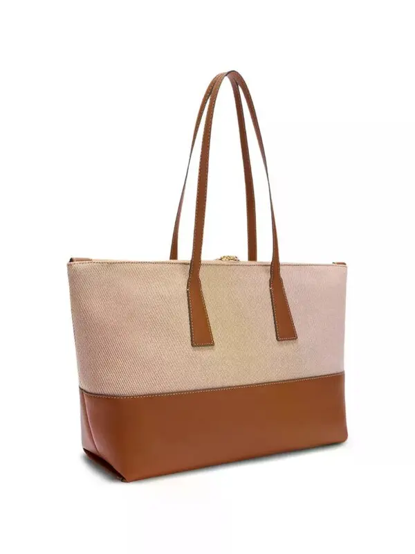 Furla Olivia Canvas And Leather Tote Bag - Neutrals