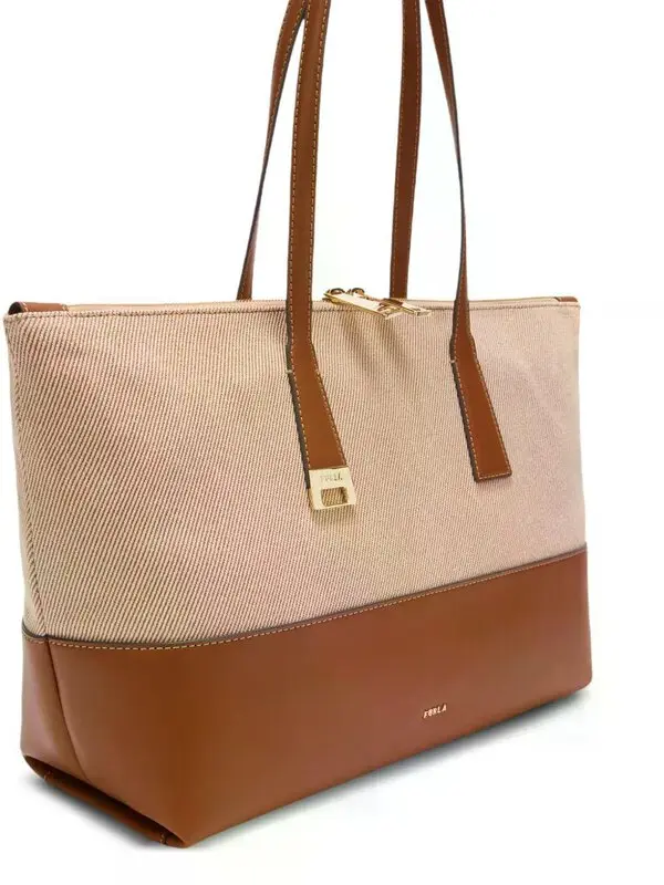 Furla Olivia Canvas And Leather Tote Bag - Neutrals