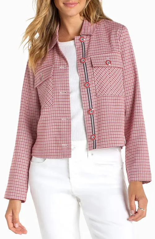 LIVERPOOL Tattersall Plaid Jacket - Cherry Red Tatt Plaid