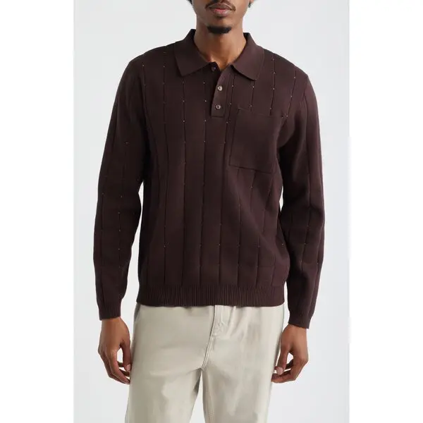 Topman Pointelle Long Sleeve Polo