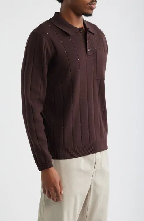 Topman Pointelle Long Sleeve Polo