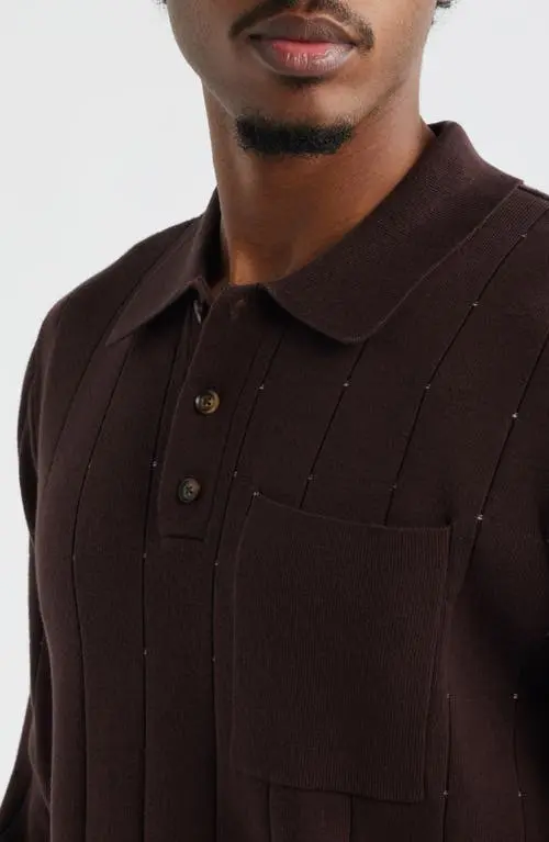Topman Pointelle Long Sleeve Polo