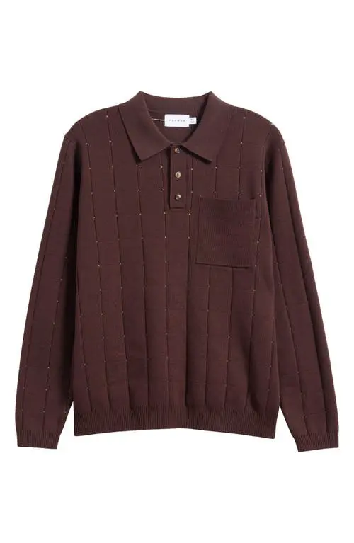 Topman Pointelle Long Sleeve Polo