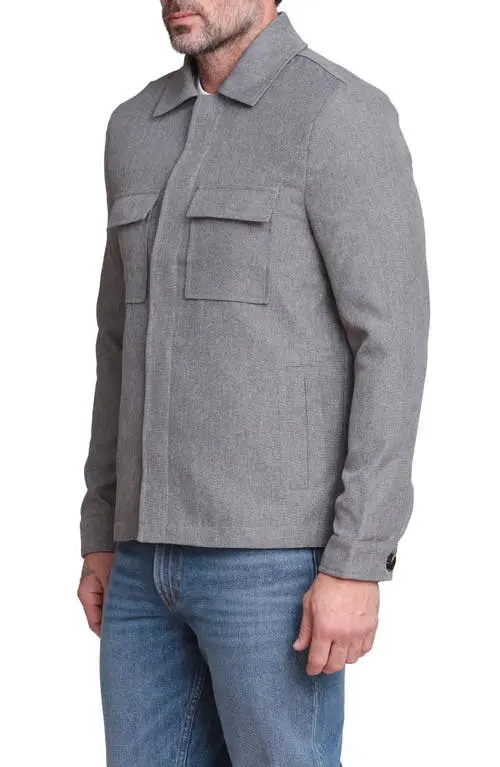 Bagatelle Textured Woven Shirt Jacket - Grey