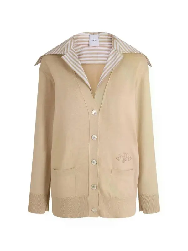 PATOU Poplin-collar Cardigan - Neutrals