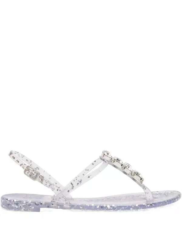 Casadei Crystal-embellished Flat Sandals - White