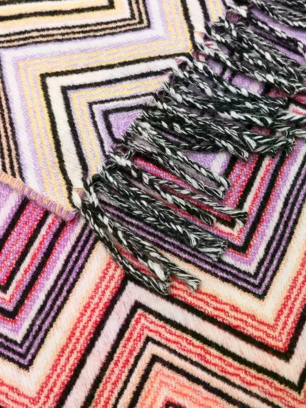 Missoni Perseo Fringed Zigzag Throw - Red