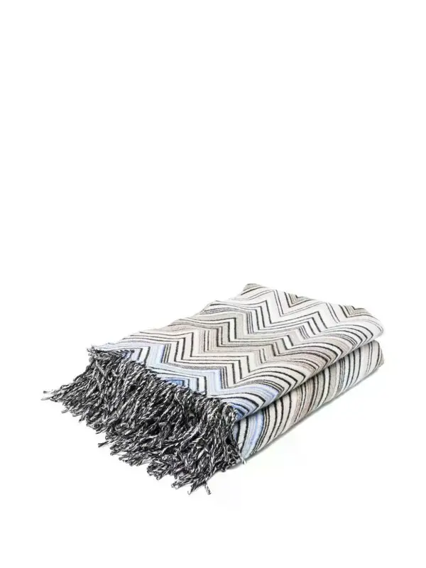 Missoni Perseo Fringed Zigzag Throw - White