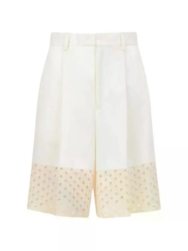 Marni Gabardine Shorts With Broderie Anglaise Panels - White