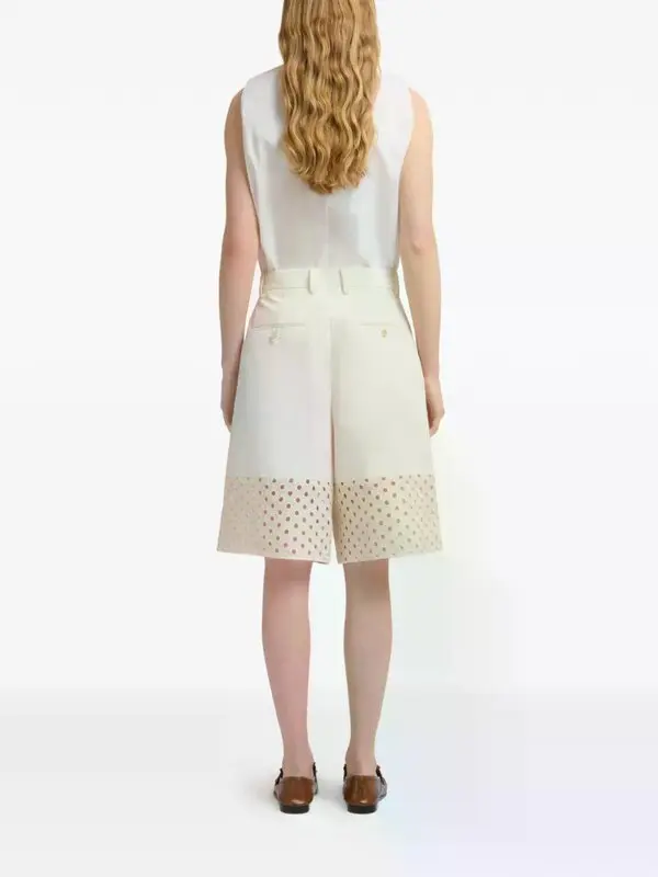 Marni Gabardine Shorts With Broderie Anglaise Panels - White
