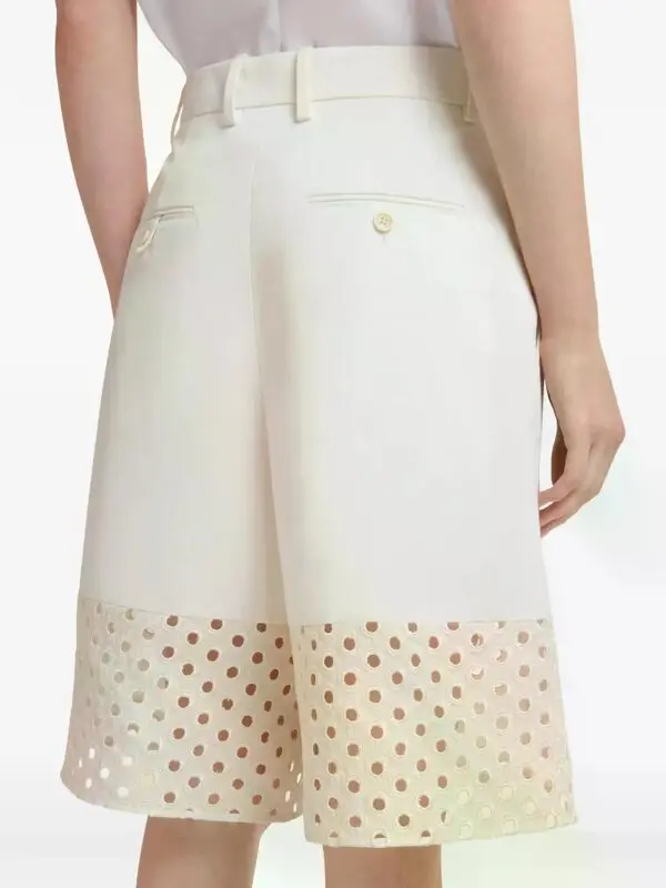 Marni Gabardine Shorts With Broderie Anglaise Panels - White