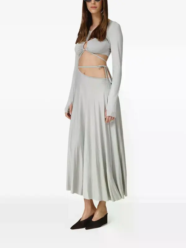 PNK Cutout Long-sleeve Midi Dress - Grey