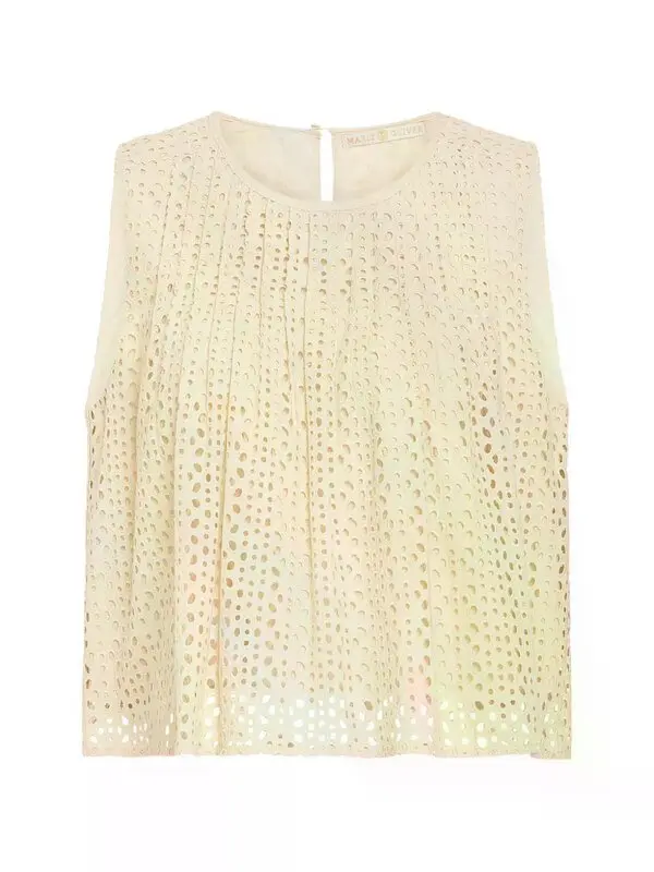 MARIE OLIVER Eletta Eyelet Top - Neutrals