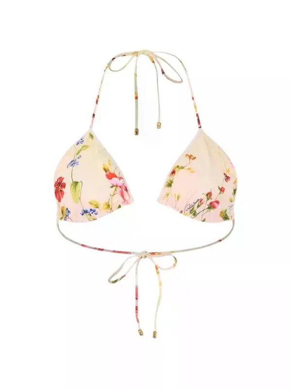 Roberto Cavalli Floral-print Bikini Top - Pink